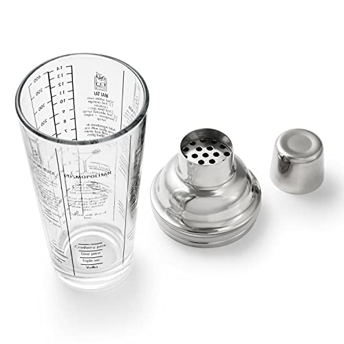 Sanlan cocktail shaker, 12oz Martini Recipes Measured Mixing Glass and Stainless Steel Top shakers bartending, Best Gift for Beginner