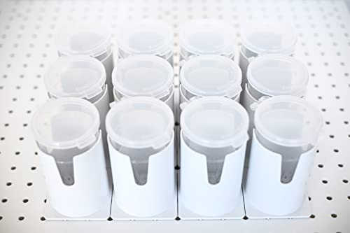 SmartJars® Pegboard Organizer Accessories Storage Jars, Pegboard Jars for Garage Organization, Craft Room, or Pantry, Pegboard Bins with Lids, Pegboard Wall Organizer, Organizer Pack of 12 (White)