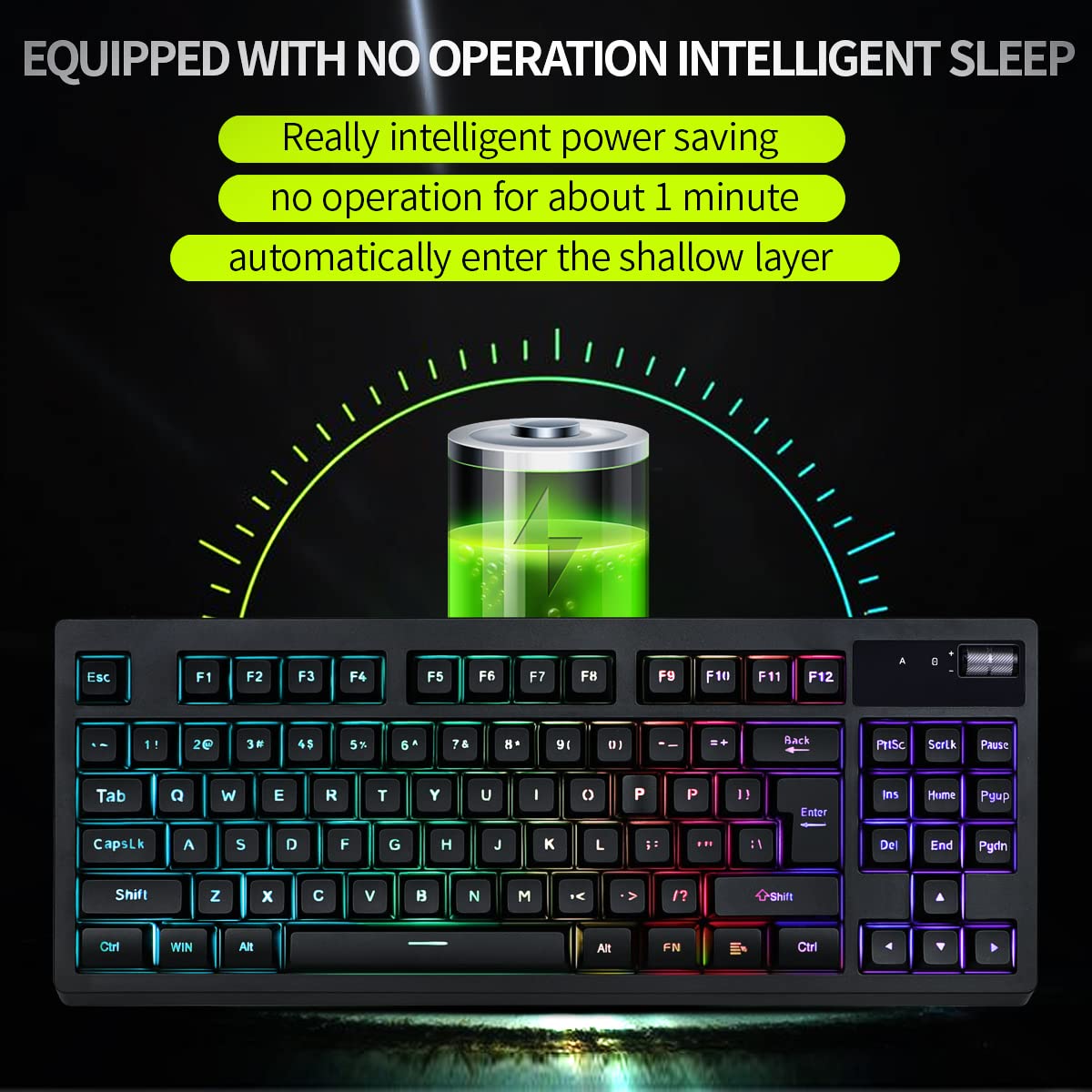 ZJFKSDYX L87 Wireless Gaming Keyboard, Rechargeable 3000mAh 2.4G LED Backlit Wireless Keyboard, Ergonomic Keyboard with Mechanical Feeling Keys for PC PS4 Xbox One Mac, Teclado Gamer (White)