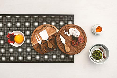 TOSCANA - a Picnic Time brand Acacia Brie Cheese Board and Knife Set - Charcuterie Board Set - Wood Cutting Board, (Acacia Wood) 7.5 Inches