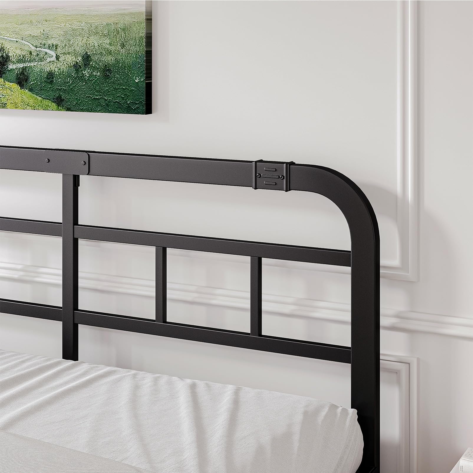 LAKKURI 40 Inch High Queen Headboard Only, Metal Headboard Queen Size, Easy Assembly, Metal Slats, Farmhouse Headboard, Black