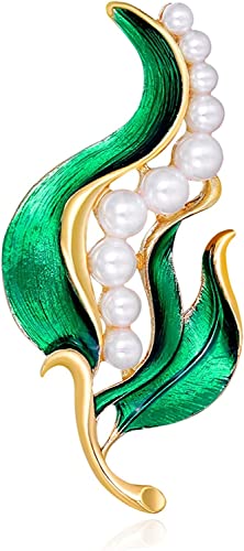 Women Brooch Eye-catching Dress Up Alloy Faux Peal Leaf Shape Ladies Brooch Girls Clothing Ornament for Daily Wear