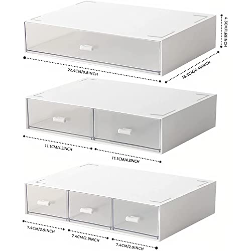 Vowcarol Desk Organizer Bathroom Organization Boxes, Desk Storage Box with 6 drawers, Plastic Makeup Organizer, Desktop Organizer for Office School Home (White)