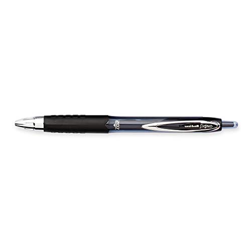 Uni-Ball Signo 207 Retractable Gel Pen, 0.7mm Medium Point, Black, Pack of 6