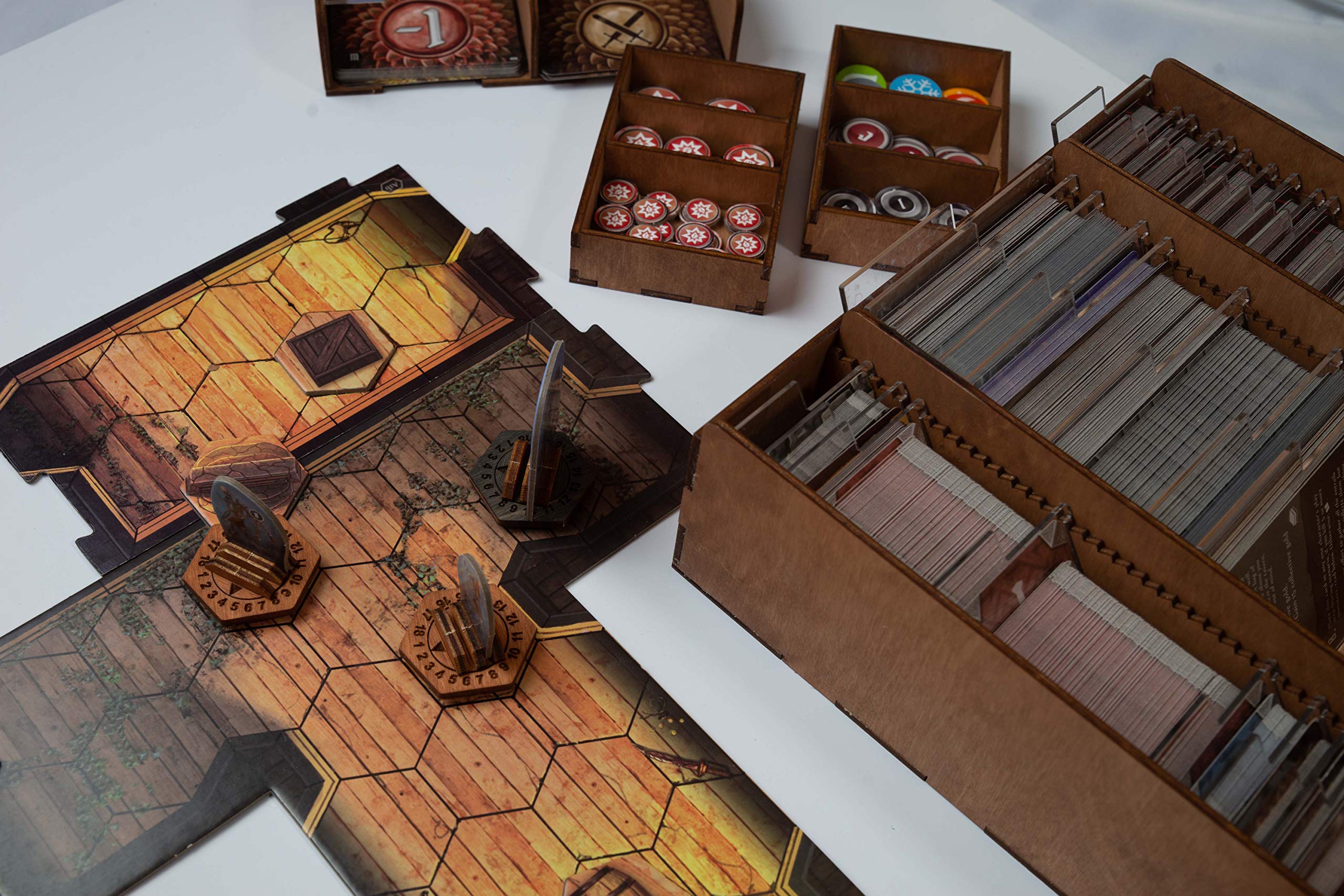 SMONEX Wooden Health Tracker 24 Pcs - Compatible with EU and US Gloomhaven Board Game and Frosthaven Board Game - Monster Stands Accessories