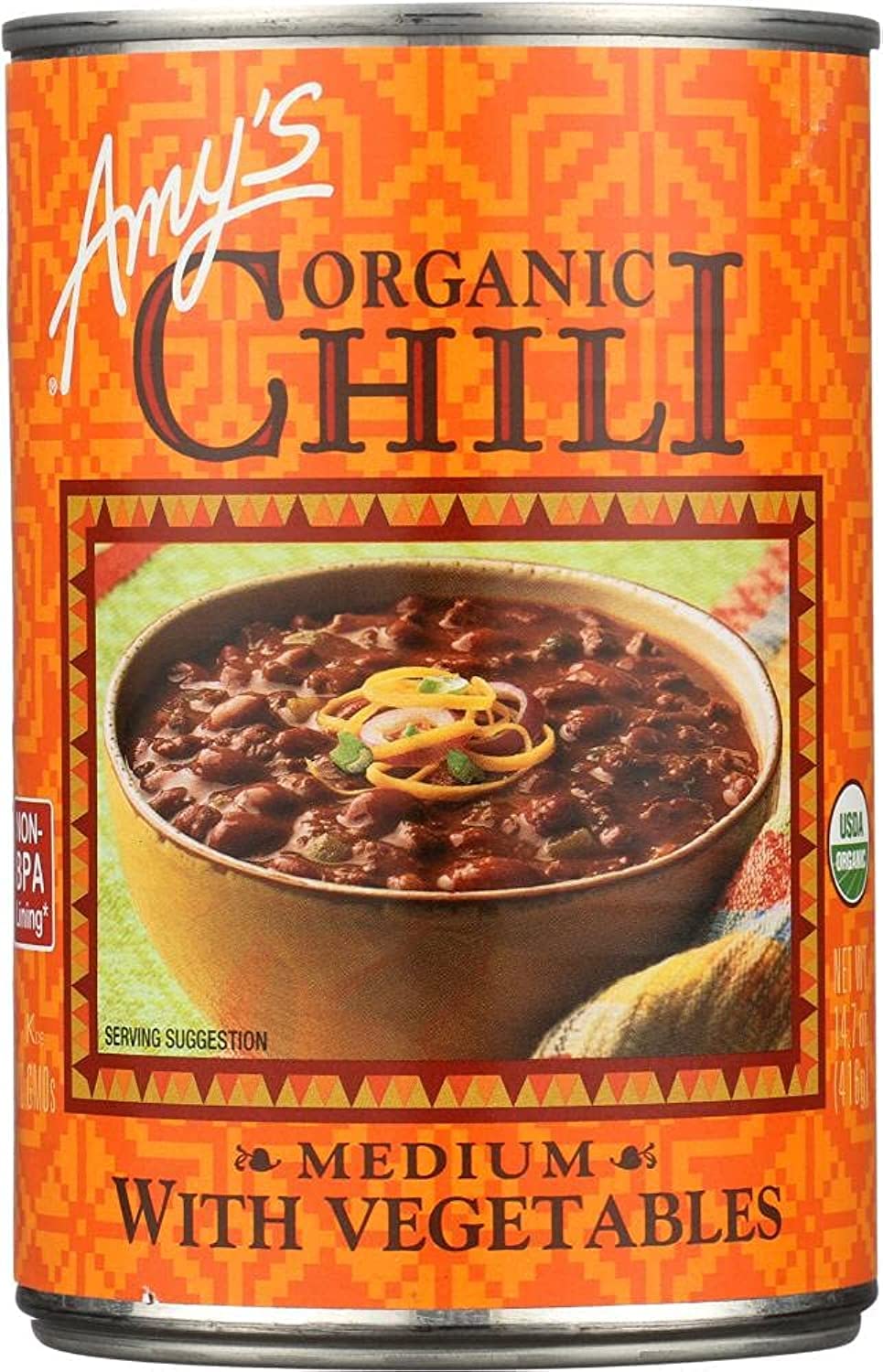 Amy's Organic Chili, Vegan Medium Chili, Gluten Free, Made With Organic Vegetables, 14.7 Oz