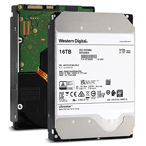 WD 16TB HDD Ultrastar DC HC550 SATA 7200RPM 3.5-Inch Enterprise Hard Drive - WUH721816ALE6L4 (Renewed)