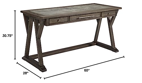 Signature Design by Ashley Luxenford Rustic Farmhouse 60" Home Office Desk with Drawers, Distressed Gray