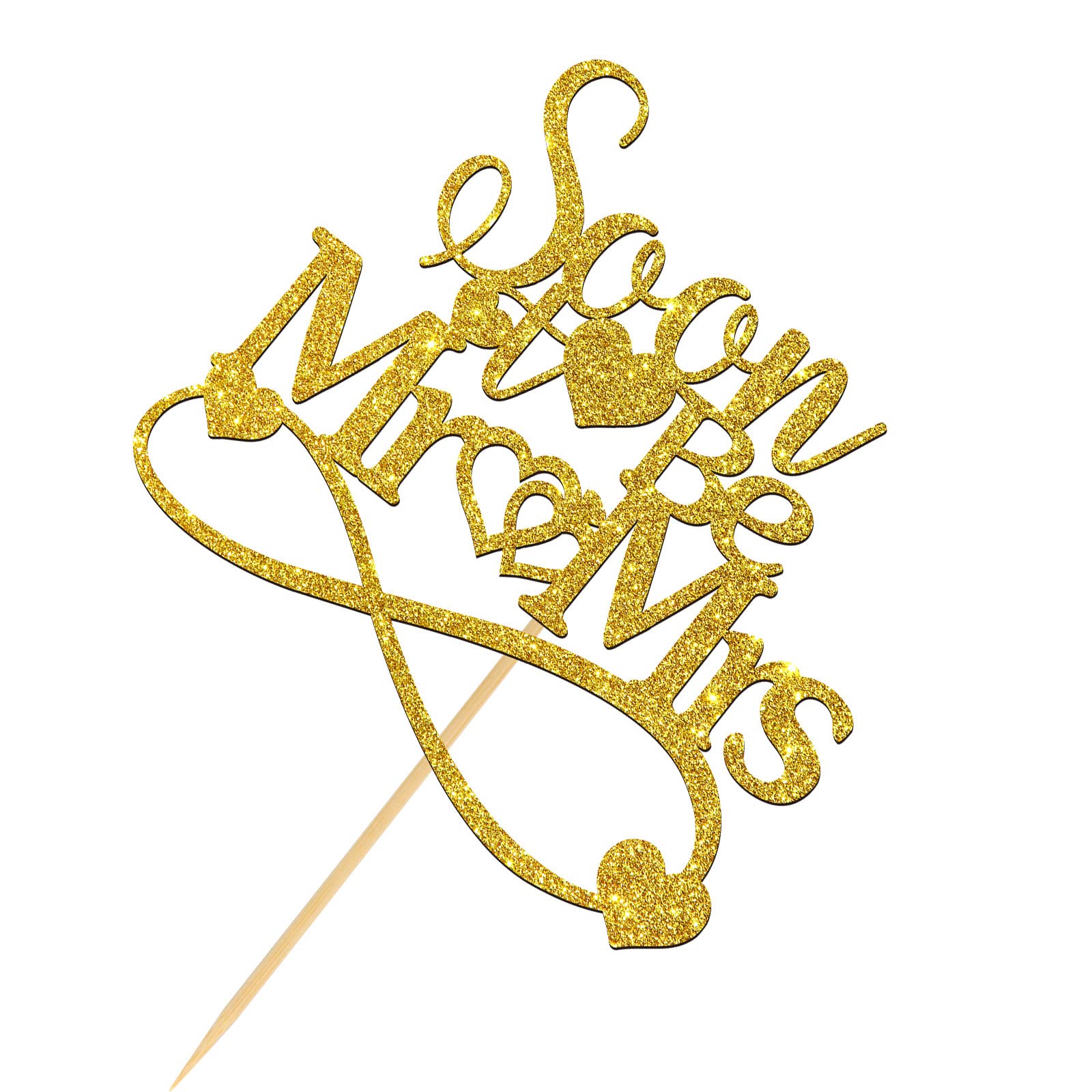 Helewilk Soon to Be Mr & Mrs Cake Topper for Wedding, Golden Glitter Bride Shower Cake Decoratin for Bride and Groom, Just Married, Engagement/Wedding Party Supplies