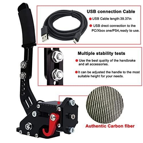 Obokidly Upgrade 2-IN-1 USB Handbrake Support G27/G29/G920 Compatible With PS4/XBOX ONE + PC For Simracing Game Sim Rig With Clamp (Support G920 With Clamp, Black)