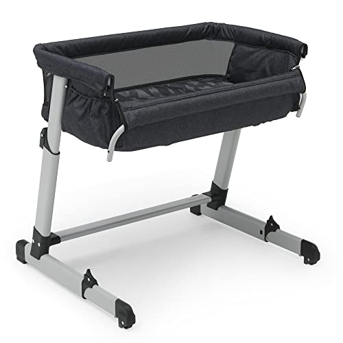 GAP babyGap Whisper Bedside Bassinet Sleeper with Breathable Mesh and Adjustable Heights - Lightweight Portable Crib - Made with Sustainable Materials, Black Camo
