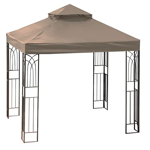 Ontheway 8'x8' Dual Tier Gazebo Canopy Replacement Top Cover UV30+ Water Resistant for Model L-GZ385PST