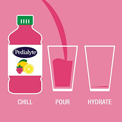 Pedialyte AdvancedCare Electrolyte Solution, 1 Liter, 4 Count, with PreActiv Prebiotics, Hydration Drink, Strawberry Lemonade