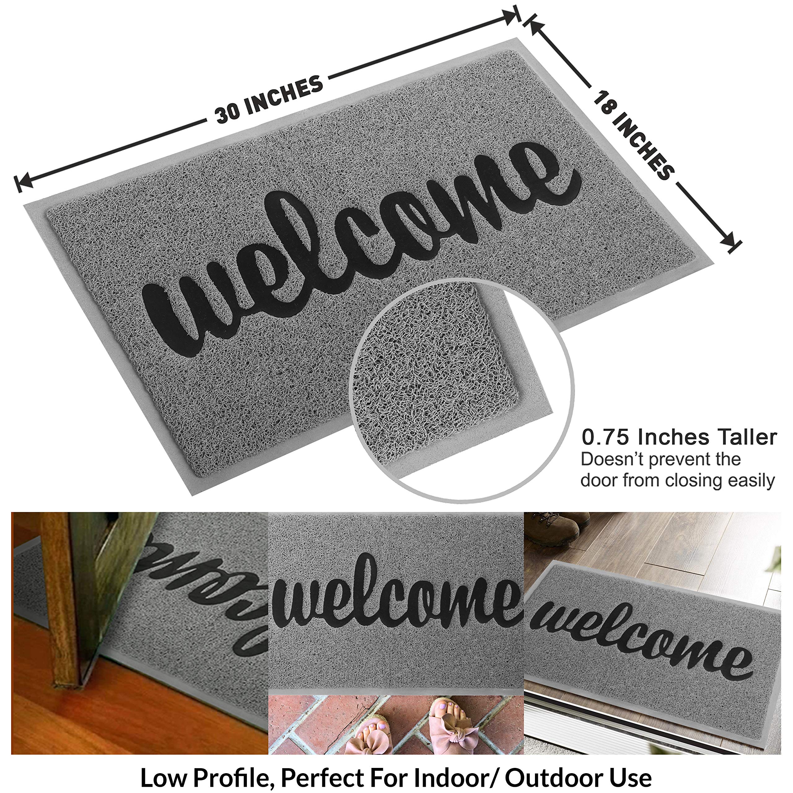 ANKO PVC Super Absorbent Outdoor Welcome MAT(30x18 inches) – Non-Slip Net Backing, Heavy Duty, Waterproof, Easy Clean, Low Profile Mat for Entry, Dust Trapper, Eco-Friendly