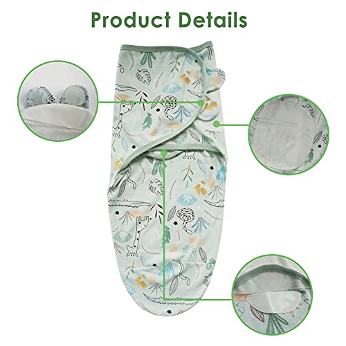 ZIGJOY Swaddle Blanket Cotton Knit Baby Wrap,1.0 Tog Newborn Wearable Swaddle Sleep Sacks,Adjustable 2 Pack Infant Sleep Sack for Baby Boy Girl(0-3Months Baby Green)