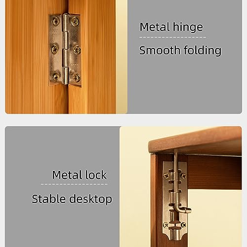 PKLbLr ZTO Store Folding Desk Simple Laptop Table for Home Office, Study Save Space (Tawny, Large)