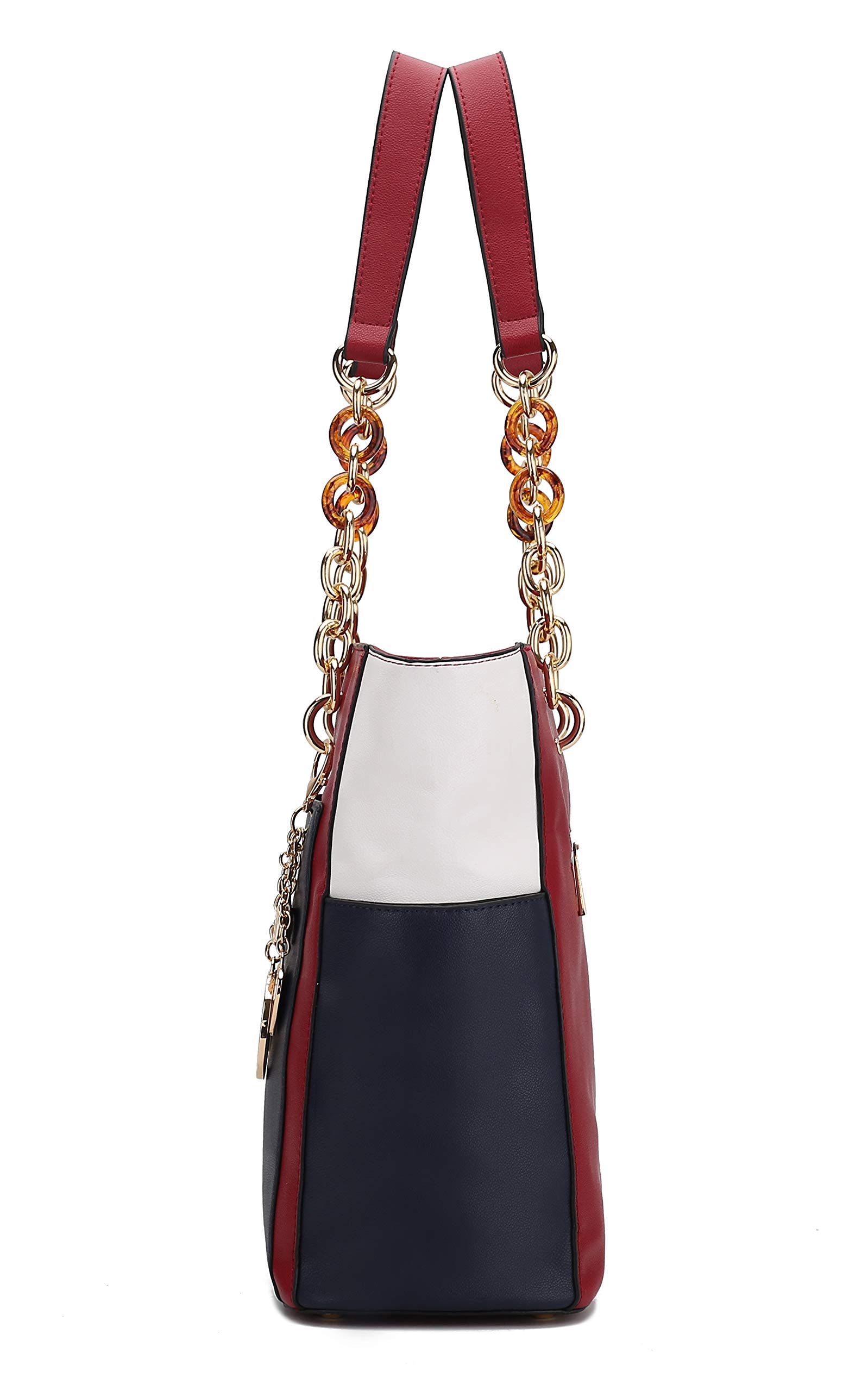 MKF 2-PC Set, Tote Bag for Women & Pouch Purse: PU Leather Handbag Pocketbook, Top-Handle Shoulder Strap Mustard-Olive