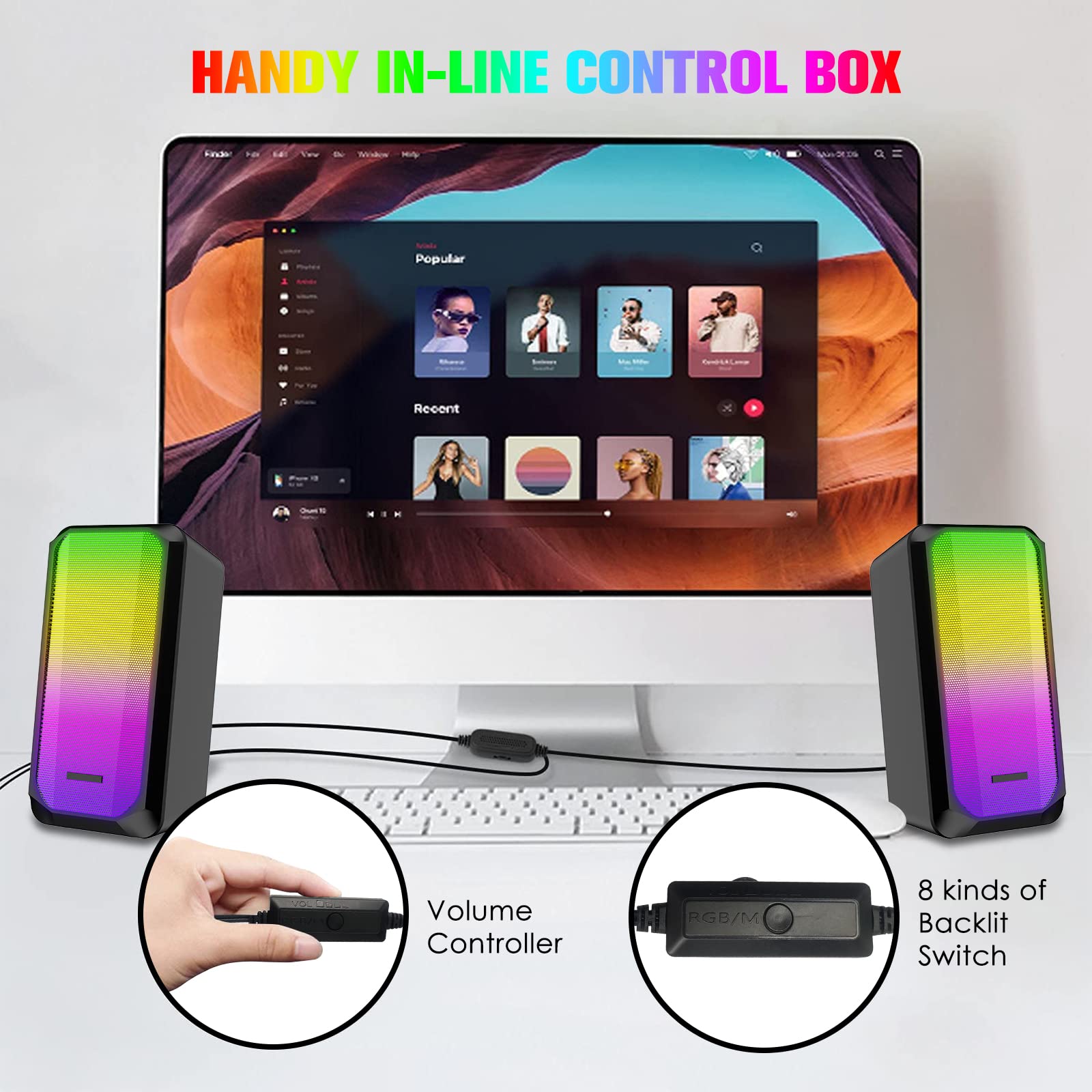 ZIYOU LANG Wireless TKL Computer Gaming Keyboard and Mouse and Wired USB RGB Stereo Sound Speakers