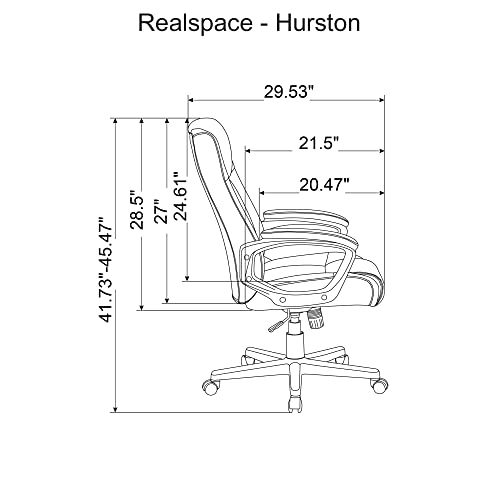 RealspaceĀ® Hurston Bonded Leather High-Back Executive Chair, Black, BIFMA Certified