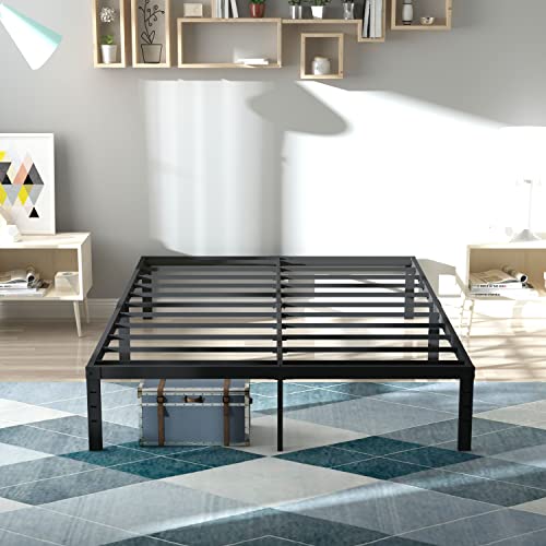 Rooflare California King Bed Frames 14 Inch High 9 Legs Max 3500lbs Heavy Duty Sturdy Metal Steel Cali King Size Platform No Box Spring Needed Black Easy to Assemble-Black