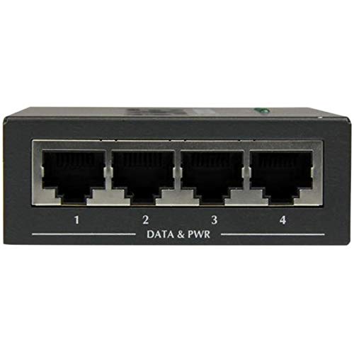 StarTech.com 4 Port Gigabit Midspan - PoE+ Injector - 802.3at and 802.3af - Wall-mountable Power over Ethernet Midspan , TAA (POEINJ4G)