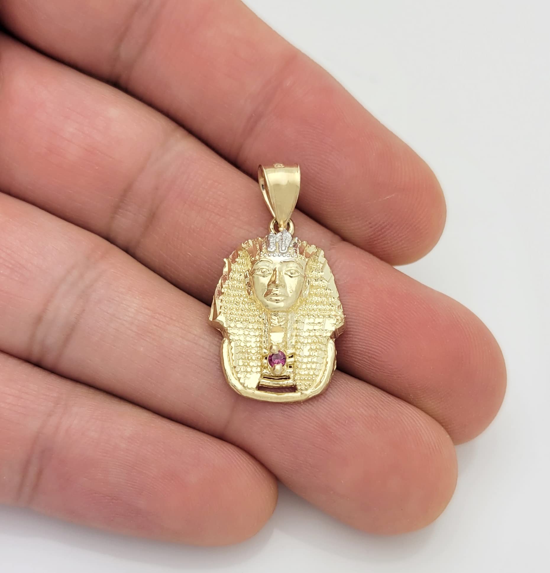 AMZ Jewelry 10k Yellow Gold Egyptian Pharaoh Pendant Gold Pharaoh Head Charm For Necklace