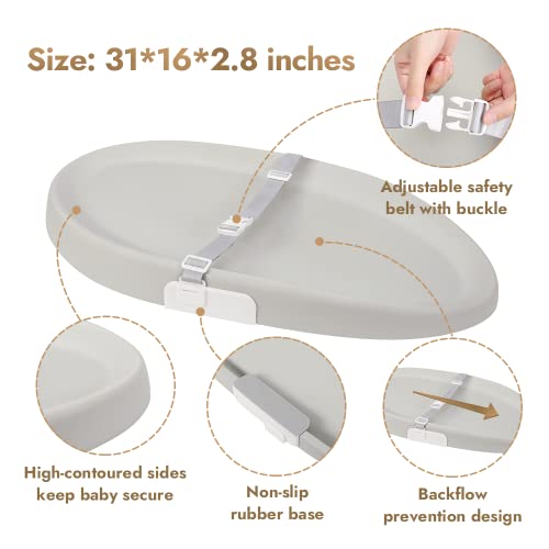 Papablic Baby Changing Pad, Waterproof & Non-Slip, Includes Washable Cover, Safety Strap for Standard Dresser, Changing Table, Bed, Sofa