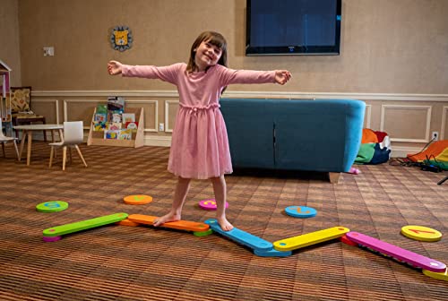 Wood Balance Beam Set for Children - Montessori Toddler Obstacle Path with Stepping Stones