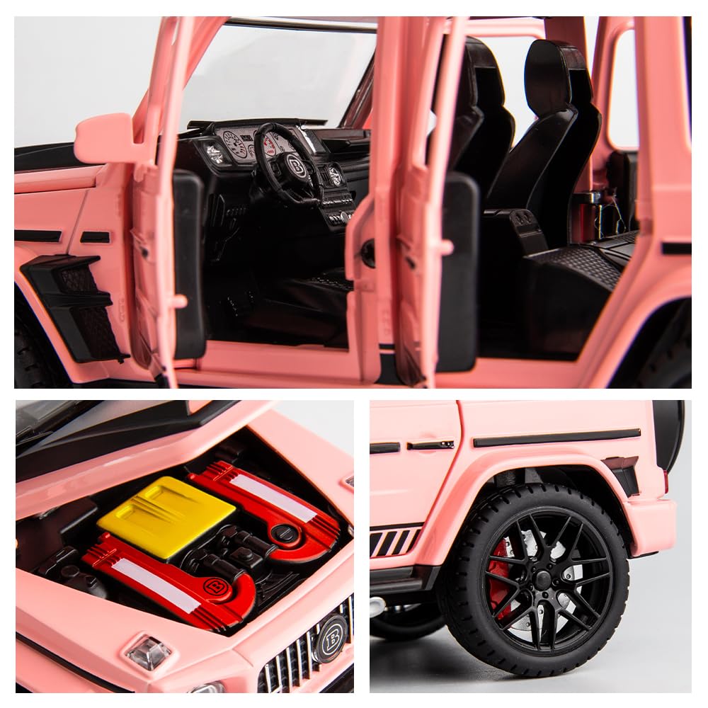 WAKAKAC Model Car 1/22 Scale Benz G800 Alloy Collectible Pull Back Toy Vehicle with Light and Sound Door Can Be Open Toy Car for Boys Adults Gift(Pink)