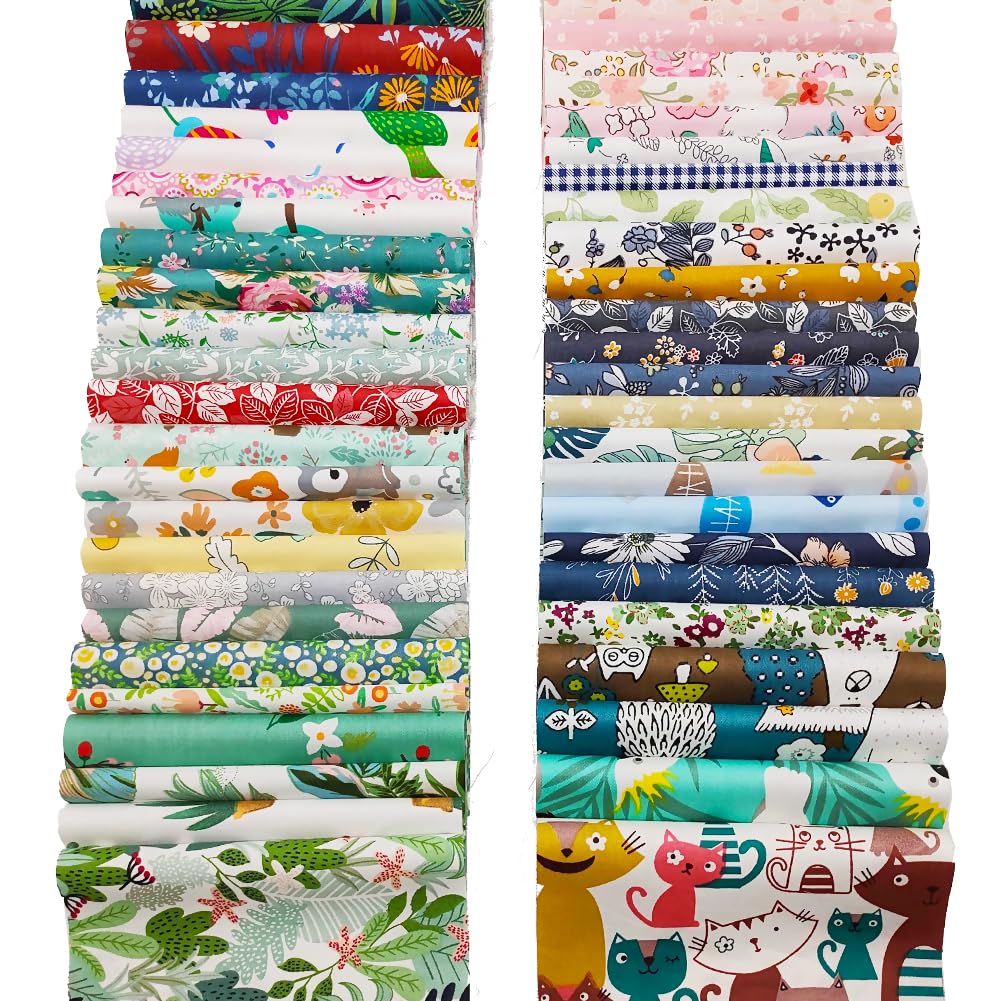 Cartisanat Quilting Fabric Bundles, 56 pcs/lot Top Cotton 5.9" x 5.9" (15cm x 15cm) Squares Patchwork, Precut Quarter Sheets & Different Pattern for DIY Sewing Mask & Craft.