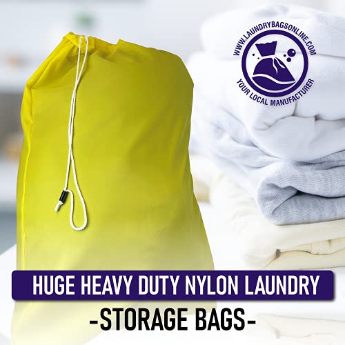 Super Extra Large Huge Heavy Duty Nylon Laundry Storage bags with drawstring, Durable, Machine Washable 40" x 50", choose the color (Yellow)