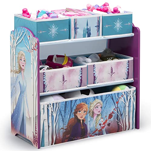 Delta Children Disney Frozen II 4-Piece Playroom Solution Set Includes Table and 2 Chairs and 6-Bin Toy Organizer