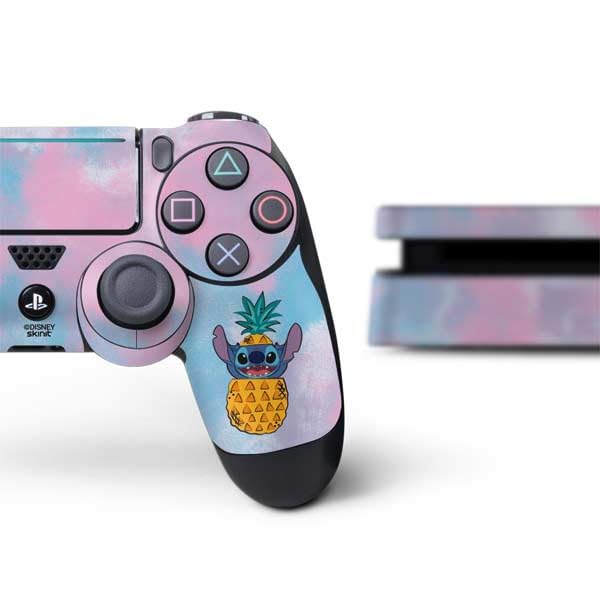 Skinit Decal Gaming Skin Compatible with PS4 Slim Bundle - Officially Licensed Disney Lilo and Stitch Pineapple Stitch Design