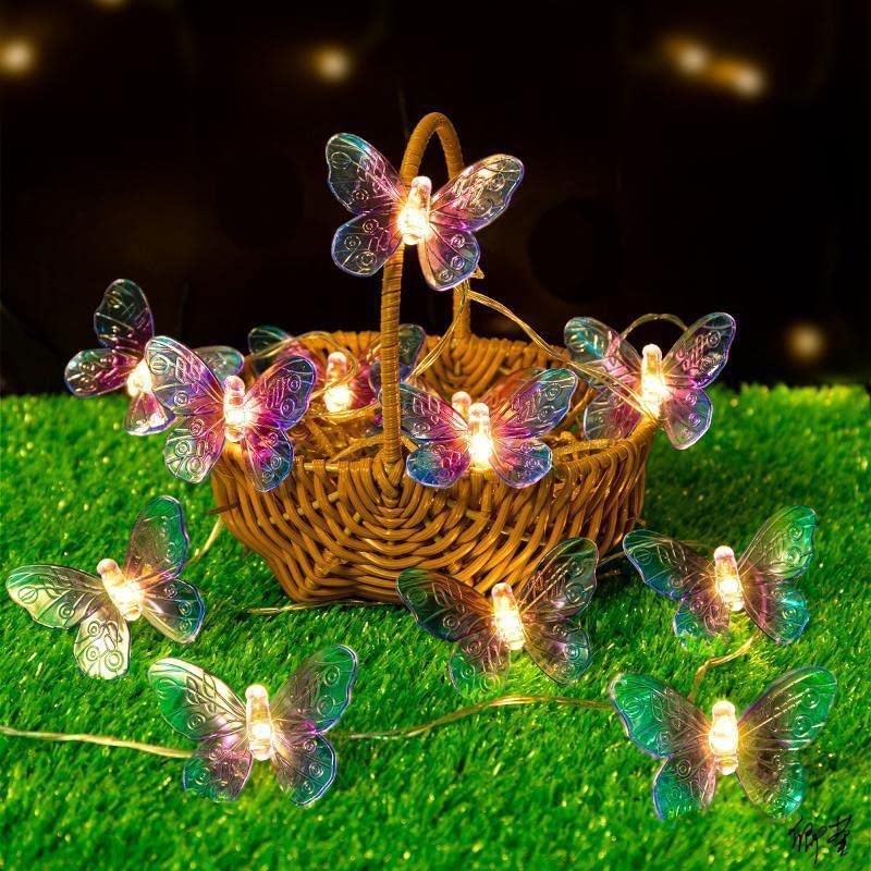 AMZSTAR Butterfly String Lights, 10ft 20 LEDs Battery Operated Night Light Copper Wire Fairy Light Decor indoor for Bedroom Party Garden Wedding Decoration (Purple)