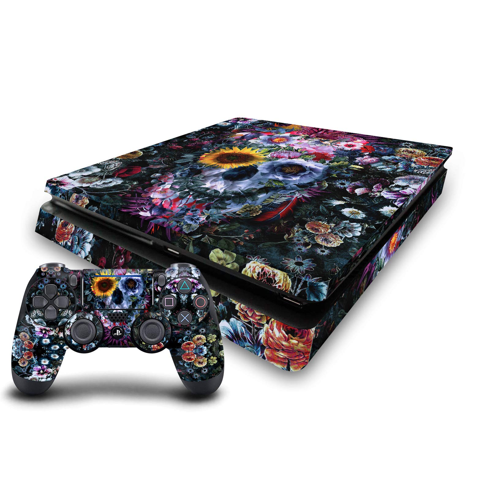 Head Case Designs Officially Licensed Riza Peker Skull Art Mix Vinyl Sticker Gaming Skin Decal Cover Compatible With Sony PlayStation 4 PS4 Slim Console and DualShock 4 Controller