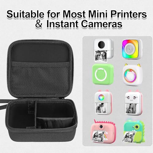 HUIJUTCHEN Mini Thermal Portable Printer for iOS&Android with Hard Protection Storage Case,Bluetooth Inkless Pocket Printer with 11 Rolls of Thermal Paper&Sticker to Print Photo Receipt DIY