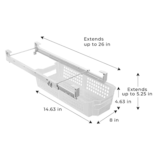 Smart Design Adjustable Sliding Drawer for Fridge Storage – Medium, Holds up to 15 lbs. – Extendable Fridge Drawer Organizer for Easy Organization and Storage – Made with BPA-Free Plastic