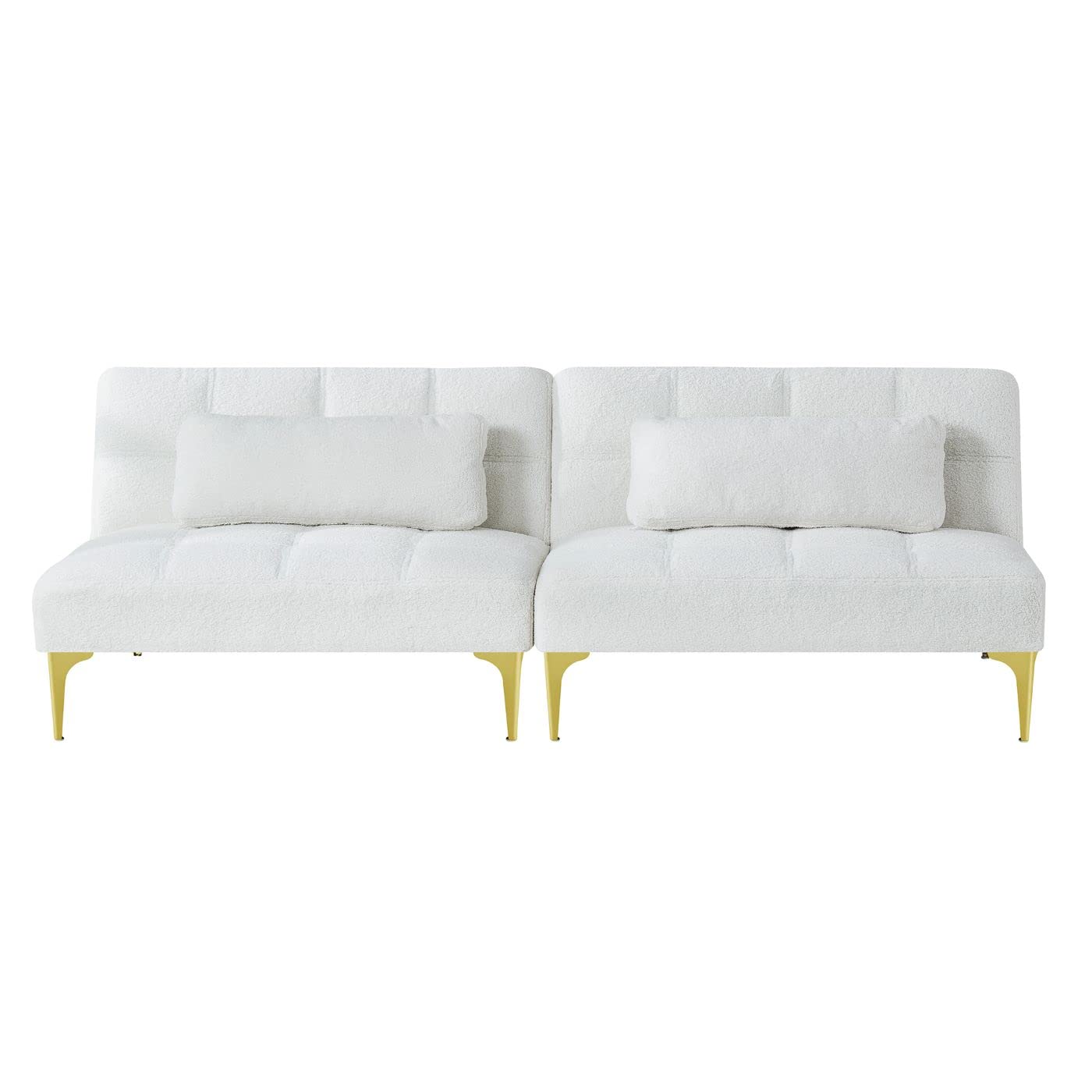 LKTART Convertible Sofa Bed futon with Gold Metal Legs for Living Room Office.White