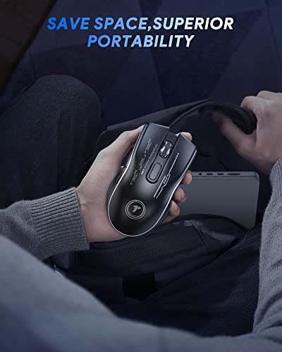 TECURS Gaming Mouse Wireless Gaming Mouse,USB Optical Computer Mouse Mice with 5 LED Lights,Rechargeable Gamer Mouse,4800 DPI for Laptop PC Gamer Desktop Chromebook Mac,Black