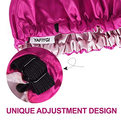 YAFIYGI Baby Satin Bonnet,Sleep Cap with Double Layer Reversible Adjustable Silk Satin Bonnet for 6-36 Months Baby and Teens Rose