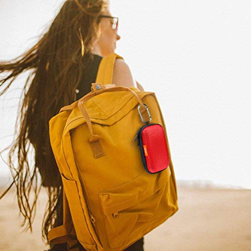 Red Rectangle Small EVA Case - Portable Protection Hard Shell Exterior Lightweight Universal Zipper Pouch Carrying Bag for Earbud, Headset, Charger, Airpods, iPod, USB Cable, MP3, Key, Change Purse
