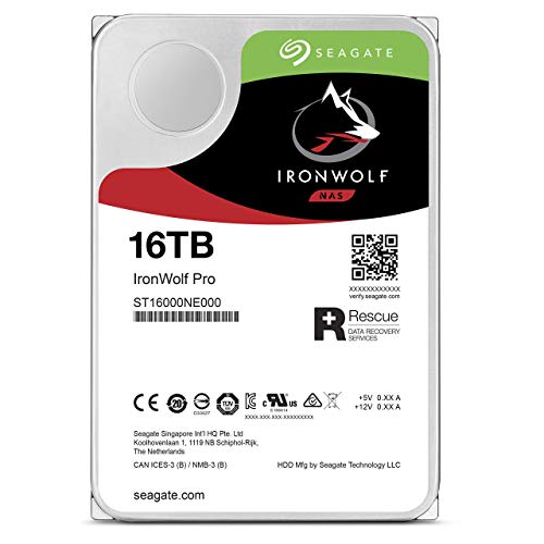 Seagate IronWolf Pro 16TB NAS β 3.5 Inch SATA 6GB/S 7200 RPM 256MB Cache for Raid Network Attached Storage, Data Recovery Rescue Service (ST16000NE000) (Renewed) Internal Hard Drive HDD
