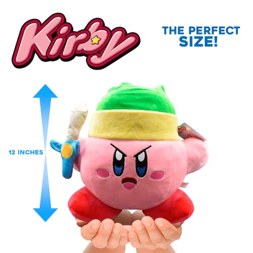 Kirby Sword 12" Mega Plush - Cute Plushies, Big Plush & Soft Pillow Kirby Gifts for Kids & Adults! Kirby Plushes Available Include Whip Kirby, Kirby Sleep, Fighter Kirby, and Link Kirby Sword.