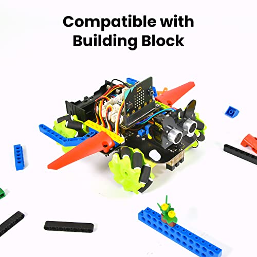 KEYESTUDIO Microbit 4WD Mecanum Robot Car Kit V2 for Kids Graphical Makecode Programming, 20 Projects Programmable Car for Adults Teens STEM Education (Micro:bit V2.2 Include)
