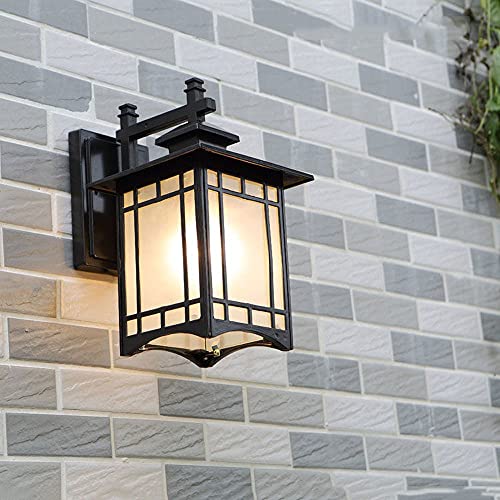 Wall Light, Wall Sconces, Black Square Outdoor Waterproof Wall Lantern Simple Die-cast Aluminum Lamp Body Wall Sconce Light Transmission Uniform Frosted Glass Lampshade Shop Shop Exterior Wall Lightin