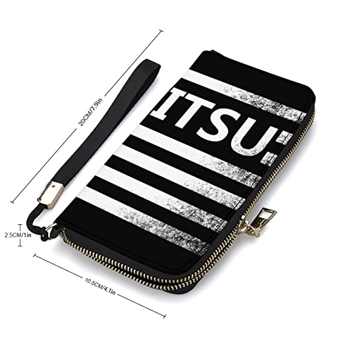 FunnyStar American Flag Jiu-Jitsu Women's Long RFID Hand Wallet Wristlet Clutch Purse PU Leather Handbag with Wrist Strap