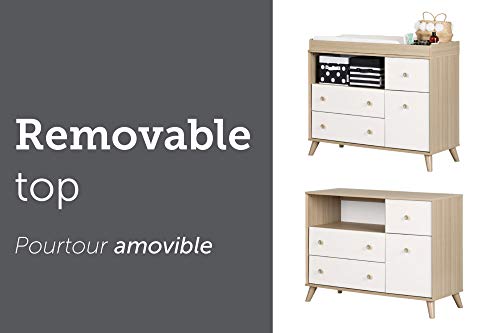 South Shore Yodi Changing Table with Drawers, Soft Elm and White