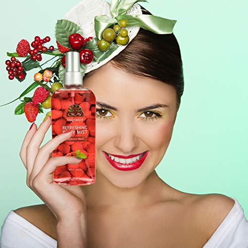 OKAY Fragrance Raspberry Blush Body Mist - Body Spray for Women, Light Perfume Mist for Skin, Clean Refreshing Scent, Uplifting and Fruity, Silicone and Paraben Free - 8 Fl Oz