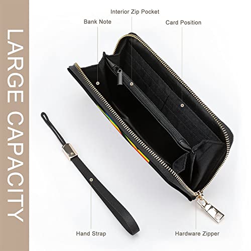 FunnyStar LGBT Gay Pride AF Women's Long RFID Hand Wallet Wristlet Clutch Purse PU Leather Handbag with Wrist Strap