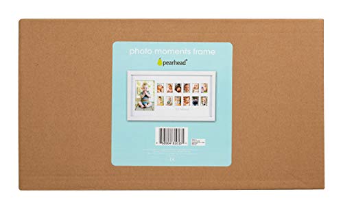 Pearhead My First Year Photo Moments Baby Keepsake Picture Frame, Baby’s First Year Photo Frame, Gender-Neutral Baby Milestone Nursery Wall Décor, 13 Photo Inserts, White